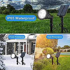 Solar Powered LED Spot Light, T-SUNUS 2 in 1 Installation Separated Panel and Light, IP65 Waterproof Outdoor Landscape Security Lighting for Patio,Yard,Garden,Driveway,Stair (2Pack White-6000K)