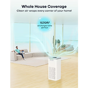 WELOV Air Purifiers for Home Large Room: H13 HEPA Air Purifiers for Pet Allergy, 1570 Sq Ft Coverage Air Quality Monitor Removes Pet Hair Dander Pollen Smoke Dust Mold, 23dB Air Purifiers for Bedroom