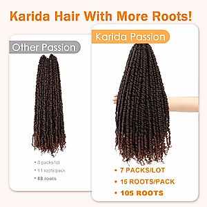 Karida Passion Twist Hair 24 inch, 7 Packs Passion Twist Crochet Hair Pre Looped, Pre Twisted Passion Twist Curly Crochet Hair For Black Women (24 Inch (Pack of 7), T30#)