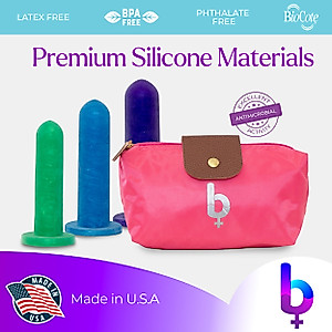 BioMoi Silicone Pelvic Dilator Kit | Pelvic Equipment for Stretching | Comfortable Pelvic Floor Muscle Trainer | BioCote Protected | with Bag | Large Set | (Pack of 3)