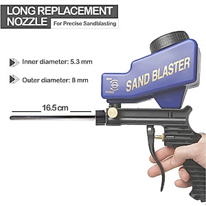 Le Lematec Sandblaster Long Nozzle Attachment, Sandblasting Nozzle Tip for Portable Sandblaster, Sandblasting Accessory for Spot Blasting