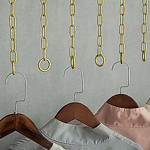 Wall Mounted Iron Chain Clothing Hanging Racks, Metal Garment Storage Rack, Clothes Storage Shelves with 11 Hanging Chain, Retail Display Hanger, Boutique Clothing Rack(Gold, 39.8'' L x 17.7'' H)