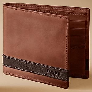 Fossil Men's Quinn Leather Bifold with Flip ID Wallet, Brown, (Model: ML3644200)