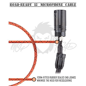 Mophead 15-Foot Balanced XLR Microphone Cable - 3-Pin XLR Male to XLR Female Pro Grade Double Insulated Tweed Braided (Red and Black Stripes)