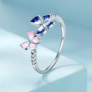 Teleye Butterfly Ring 925 Sterling Silver Engagement Ring Promise Ring for Women (8)