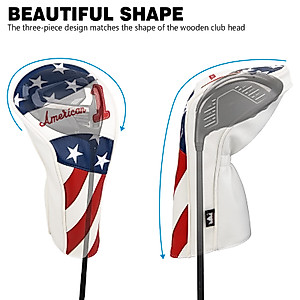 Craftsman Golf Updated US Style Patriotic Stars and Stripes Red White Blue Driver Cover Headcover for Golf Clubs
