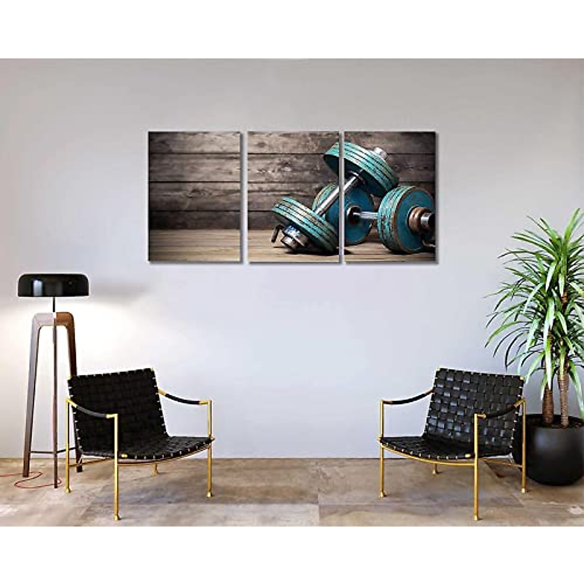Modular Dumbbells Painting Modern Home Decor Poster 3 Pieces HD Printed Fitness Bodybuilding Gym Canvas Wall Art Wooden Art