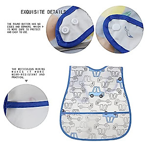 Baby Bib Baby Food Bib Toddler Bibs Baby Bibs Waterproof Baby Bib Infant with Snaps boys bibs for toddlers baby bibs toddler bibs plastic bibs bib with food catcher- 4pcs(Car Puppy Bear)