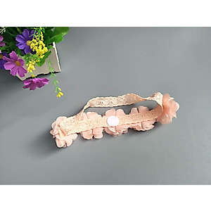 Baby Toddler Elastic Chiffon Flower Headbands Princess Girls Hand Sewing Beads Flower Headwear Nylon (QJ318)