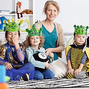 24 Sets of St. Patrick's Day Crown Crafts Kit for Kids St. Patricks Day DIY for Irish Party Shamrock Clover Paper Hat Decorations Saint Patrick's Day Classroom Supplies Favors