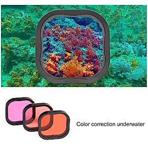 GEPULY Waterproof Case with Dive Filters for GoPro Hero 13 12 11 10 9 Black, 60M Underwater Protective Dive Housing Case with Red, Snorkel, Magenta, 5X Close-up Macro Filters