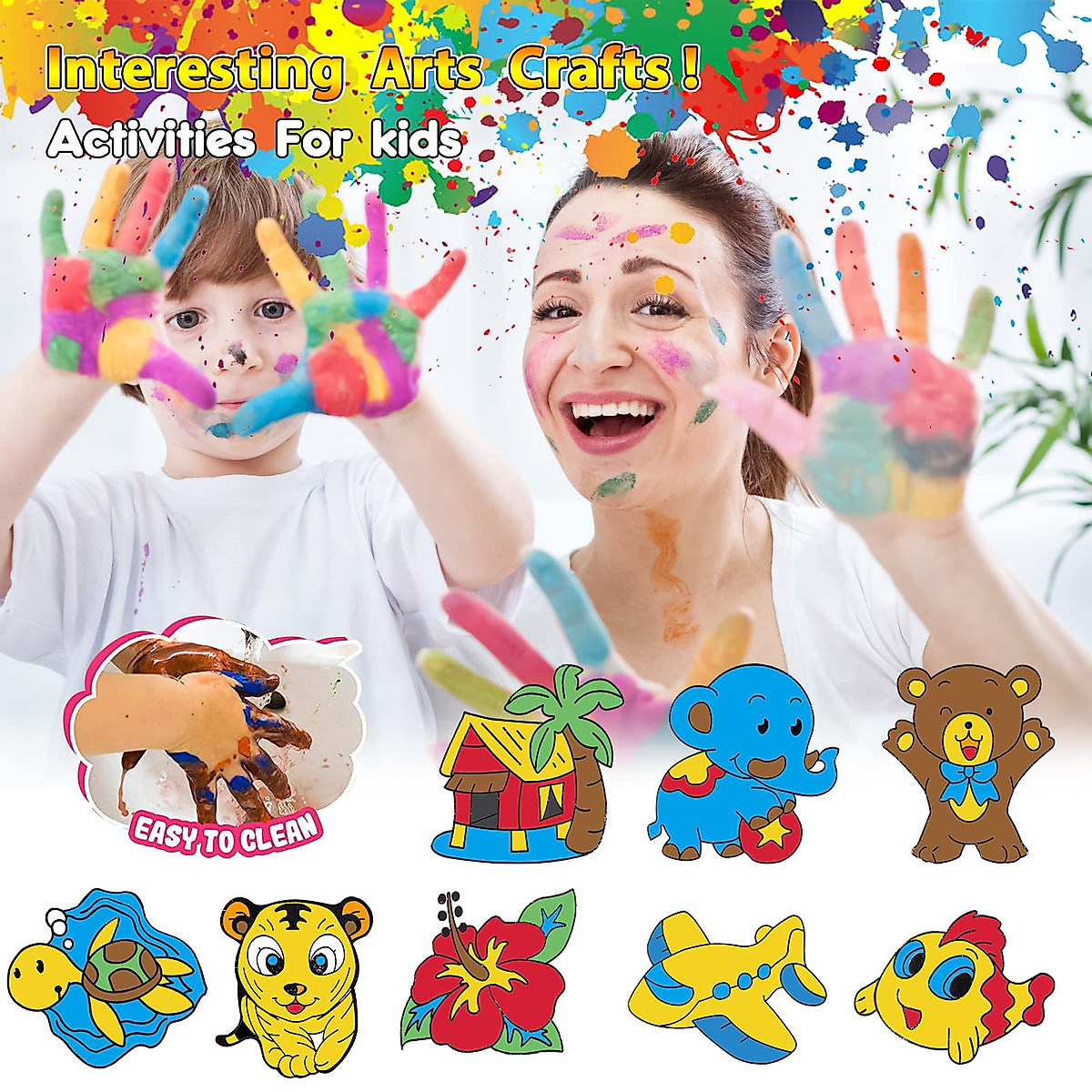 CAPKIT 36Pcs Suncatcher Kits for Kids, Window Art Kids Crafts, 11 Paints for Creative DIY, Arts and Crafts Gift for Kids Children 4-8