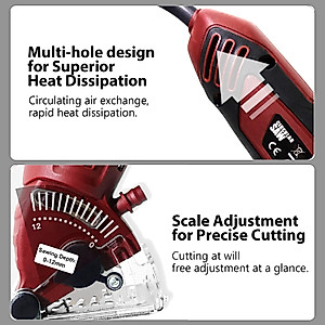 BRZOXIN Mini Circular Saw Set, Handheld Circular Saw Corded 3400RMP 400W 110V Max Cutting Depth ½ Inch/12mm w/6 Blades, Multifunction Compact Circular Saw for Wood Drywall Tile Soft Metal PVC Pipe