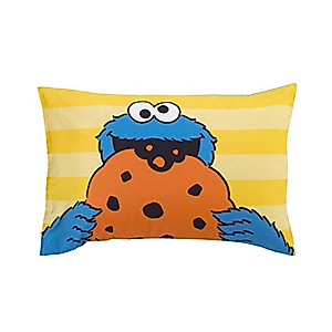 Sesame Street - Yellow, Blue, Red 2Piece Toddler Sheet Set with Fitted Crib Sheet & Pillowcase, Yellow, Blue, Red, Green