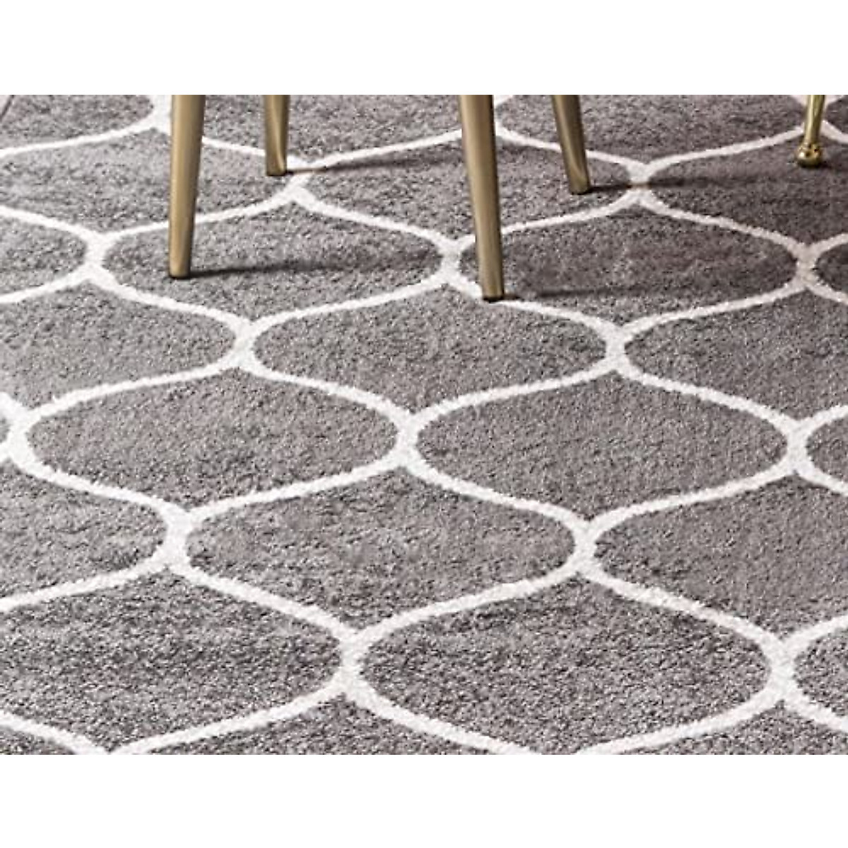 Unique Loom Trellis Frieze Collection Area Rug - Rounded (5' 1" x 8', Dark Gray/ Ivory)