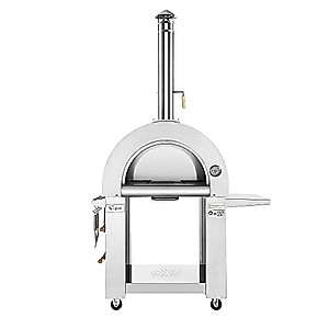 Empava 32.5" Wood Fired Pizza Oven Grill with Side Panel for Outdoor Kitchen in Stainless Steel