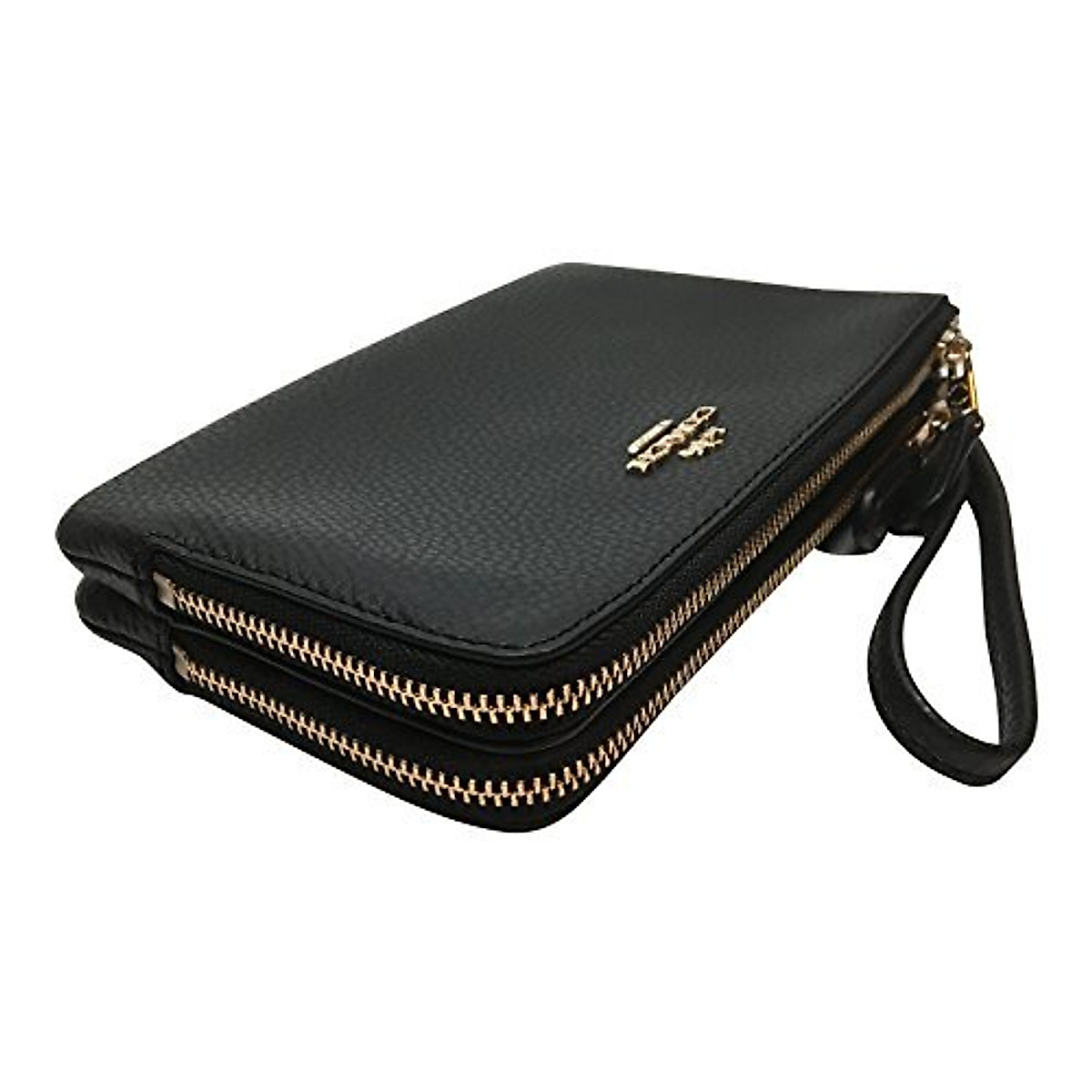 COACH Boom 02 Pebbled Leather Double Corner Zip, Black, One Size