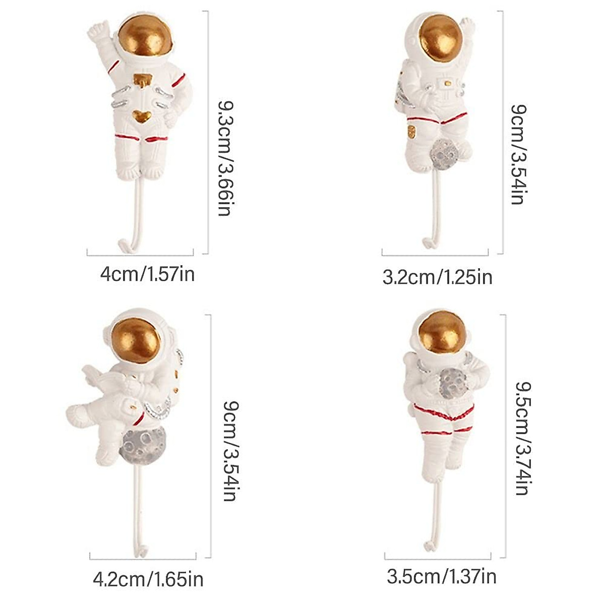 gofidin 4 Pcs Creative Astronaut Model Hooks Cartoon Planet Kitchen Strong Glue Hanger Nail-Free Door Behind Key Holder Bathroom Accessories Wall Hook