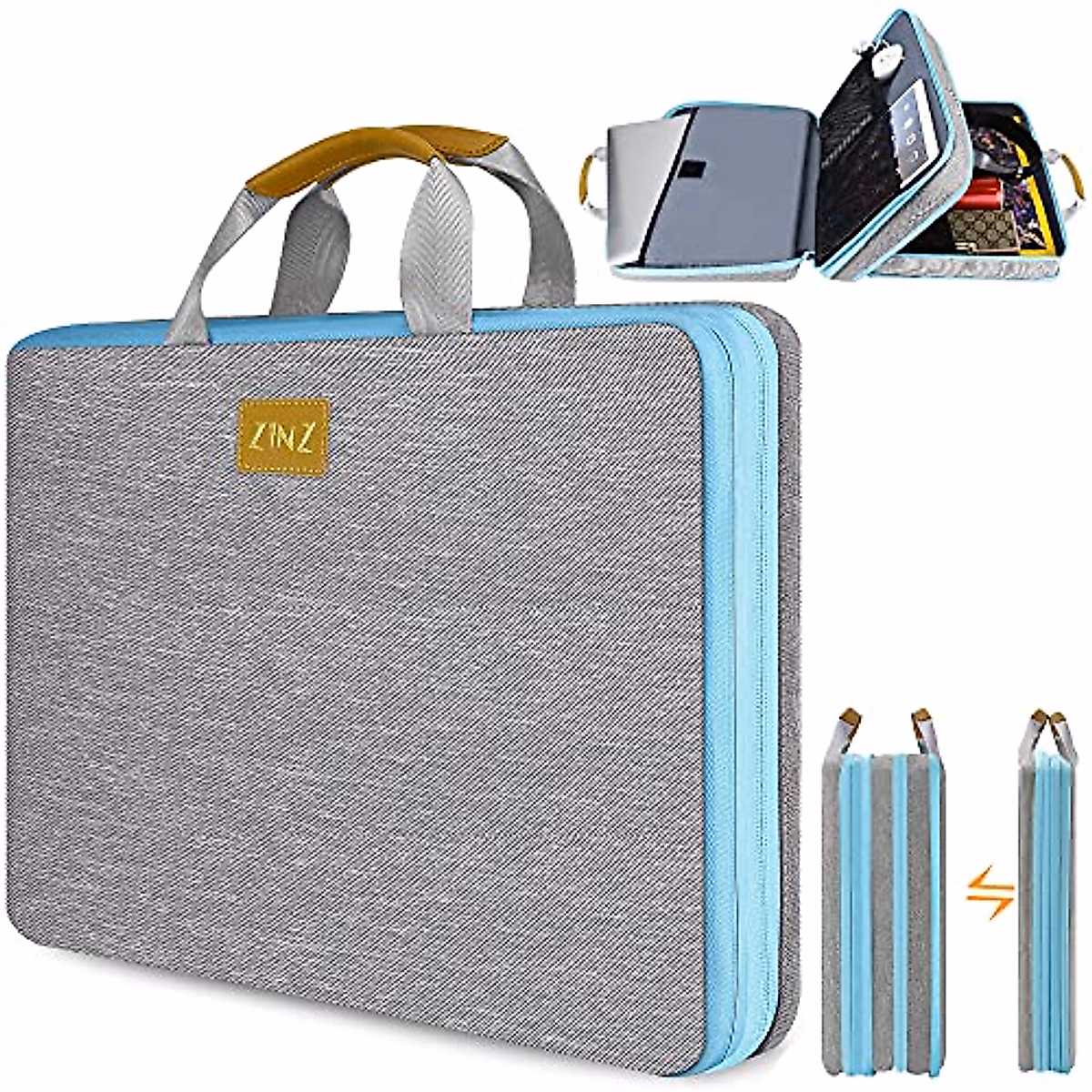 ZINZ Slim and Expandable Laptop Sleeve 15 15.6 16 Inch Case Bag for Popular 15"-16" Notebooks Water-Resistant Handbag Multipurpose Computer Accessories Storage Bag -Gray