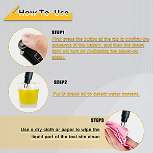 Brake Fluid Liquid Tester Pen,2PCS DOT 3 DOT 4 DOT 5.1 Brake Fluid Liquid Tester Pen, Car Diagnostic Testing Tool with 5 LED Indicators, Hydraulic Fluid Liquid Oil Moisture Analyzer