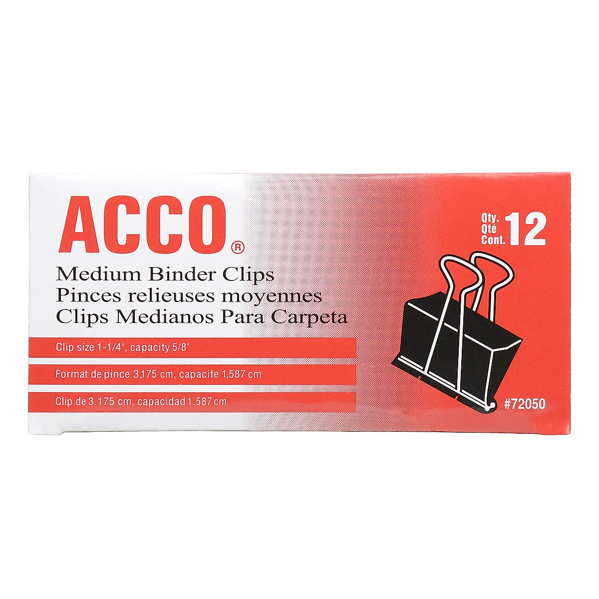 ACCO Binder Clips, Medium, Black, 12 per Box, 2 Boxes (72062)
