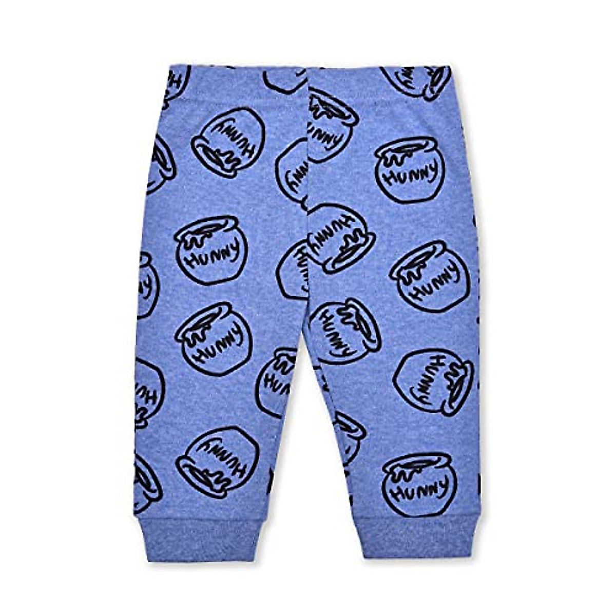 Disney Baby Boy Winnie the Pooh Long Sleeve Grey Bodysuit, Blue Bib and Baby Pants Set