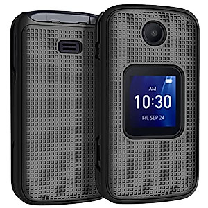 Case with Clip for Go Flip 4 / TCL FLIP Pro Phone, Nakedcellphone Slim Hard Shell Cover and [Rotating/Ratchet] Belt Hip Holster Holder Combo for Alcatel 4056W, 4056L, 4056Z, 4056V - Black