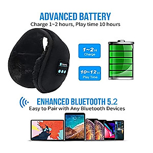 Bluetooth Earmuffs, Smart Wireless Music Sports Earmuffs, Built-in HD Speakers and Microphone, Winter Warming Earmuffs, for Biking Running Cool Tech Gadgets Gifts