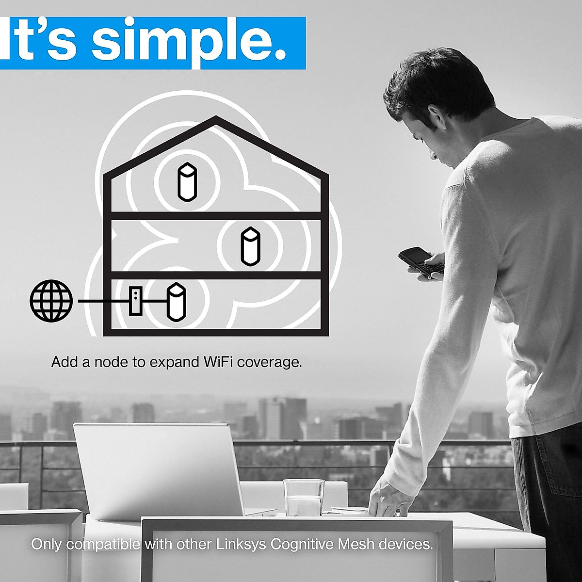 Linksys Velop Pro WiFi 6E Mesh Router - Cognitive Mesh with 6 GHz, 5.4 Gbps Speeds, 9000 sq. ft. Coverage, 200+ Devices - 3 Pack