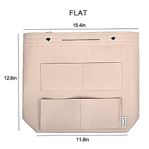 Vercord Felt Tall Long Purse Tote Backpack Bag Insert Organizer Inside for Women Cream Beige