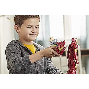 Avengers Marvel Titan Hero Series Blast Gear Iron Man Action Figure, 12-Inch Toy, with Launcher, 2 Accessories and Projectile, Ages 4 and Up, Red