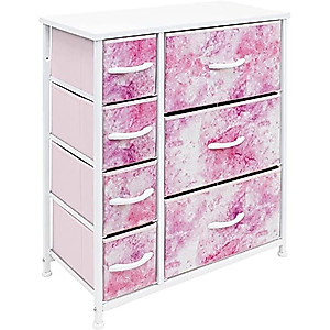 Sorbus Dresser Organizer,for Kids - Boys & Girls Bedroom Organization, Baby Dresser - Clothing Organizer, Storage Drawers for Toys - Steel Frame, Wood Top, Fabric, (7-Drawer, Pastel Tie-dye Pink)