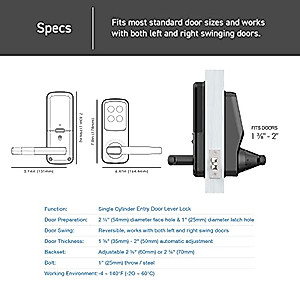 Lockly Secure Plus, Bluetooth Smart Door Lock, Keyless Entry Door Lock, PIN Genie® Keypad, 3D Biometric Fingerprint Sensor, Auto Lock - Satin Nickel (PGD628FYSN)