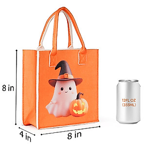 JIWINNER 3PCS Halloween Treat Bags for Candy - 8×8×4“ Halloween Bags with Handles - Reusable Halloween Candy Bags - Durable Halloween Bags for Trick or Treat