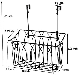 TOPZEA 2 Pack Grid Storage Baskets with Hooks, Metal Hanging Basket Kitchen Storage Organizer Holder Over Cabinet Door Basket for Cutting Board, Kitchen Wrap, Foil, Cleaning Supplies, Bakeware