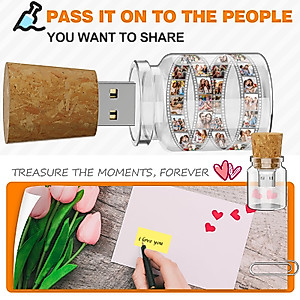 Thumb Drive 64GB Flash Drive Gift Bottle USB 2.0 Stick, Kepmem Glass Cover Jump Drive Cork Memory Sticks 64 GB, Cute Pendrive Cool Jar Zip Drive for Data Storage