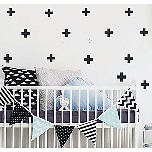 72pcs /Pack Swiss Cross Wall Decal - Home Decor Wall Sticker-Plus Sign Cross Stickers for Kids Nursery Bedroom YYU-13(Black 6.5cm)
