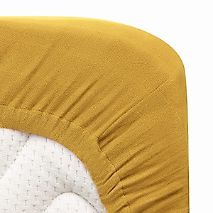 Ella Bonna - Muslin Fitted Crib Sheet, Solid Color Crib Cover, 100% Organic Cotton Crib Sheet for Standard Crib and Toddler Mattresses, Mustard