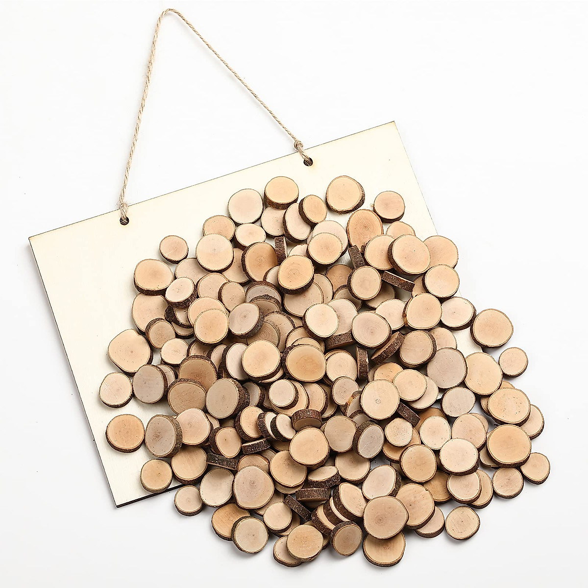 LAZACA Small Wood Slices Crafts Cookies Log Rounds 100Pcs 1.5-2.5cm Rustic Wedding Centerpieces Ornaments DIY, Unfinished Natural Wood Pieces