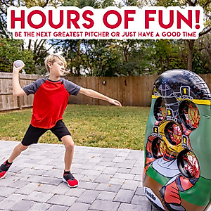 Franklin Sports 5-Hole Inflatable Baseball Target - Inflatable Baseball Throwing Target with Baseballs - Kids Baseball Toss Game - 45" Target