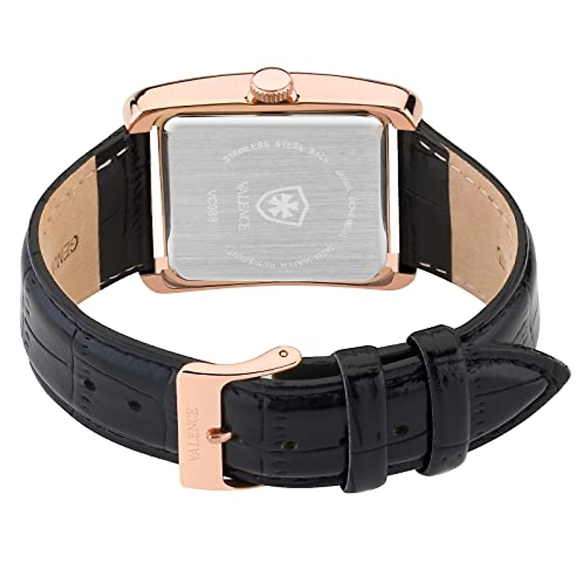 Valence Women's Wrist Watches. Vintage Large Face Square Watches for Women. Classic Ladies Quartz Watches with Black Leather Band. Womens Waterproof Watch with Day and Date(Model: 088-Black)