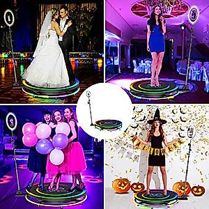 OLEEVEE 360 Photo Booth Machine 60cm for Parties with Ring Light, Free Logo Customization, 1 People Stand on, Remote Control, Automatic Slow Motion 360 Camera Booth(60cm/23.6" with Flight Case)