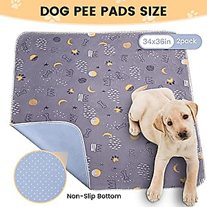 UPSKY Washable Pee Pads for Dogs 2 Pack Reusable Puppy Pads Waterproof Pet Training Pads, Non-Slip Dog Mats Fast Absorbent Whelping Pads for Playpen, Potty, Crate, Bed, 34” x 36”
