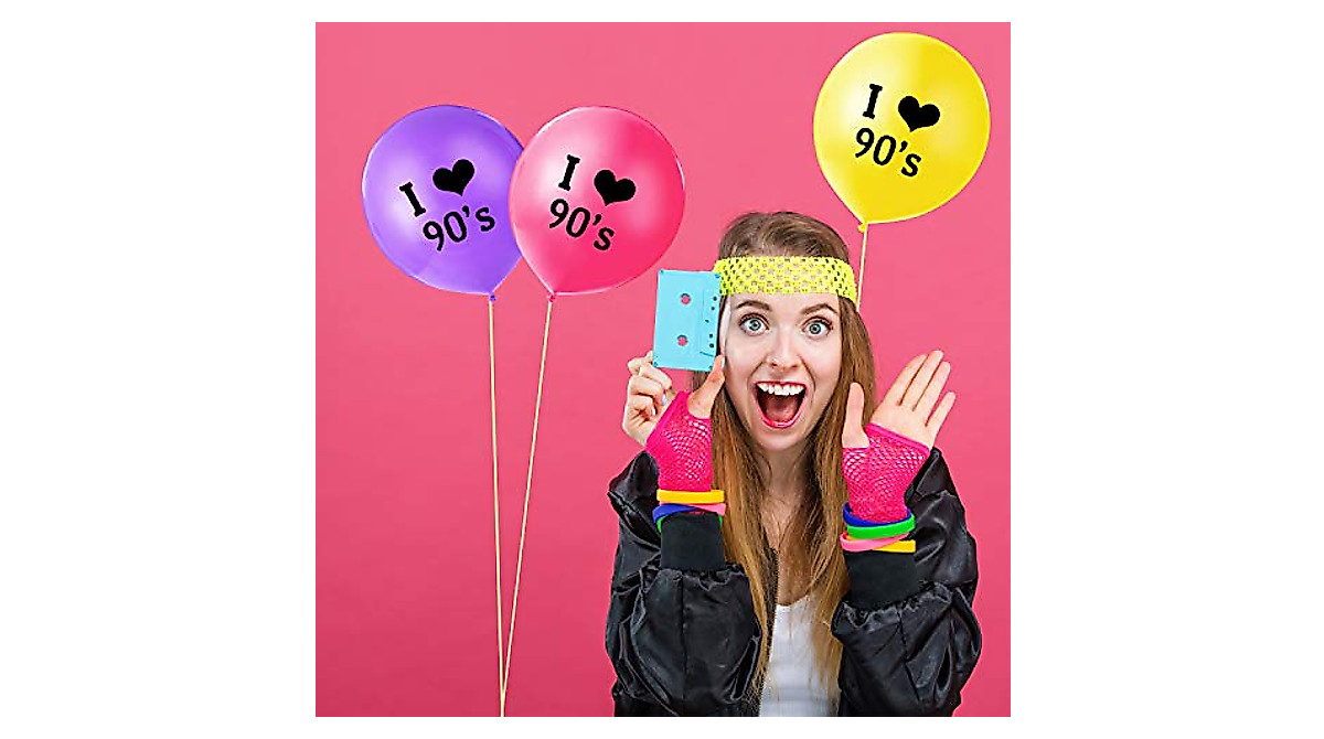 90s Themed Party Balloons - Bright “I Love 90s” Latex Pack