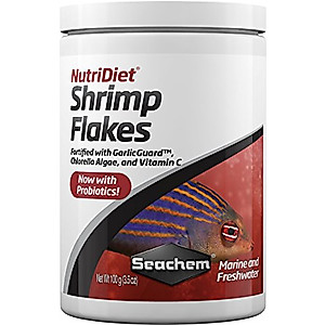 Seachem NutriDiet Shrimp Flakes - Probiotic Fish Food Formula with GarlicGuard 100g