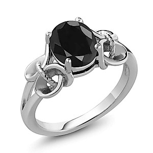 Gem Stone King 925 Sterling Silver Oval Gemstone Birthstone Engagement Ring | Oval 9X7MM | Wedding Anniversary Promise Ring For Women | Available in size 5, 6, 7, 8, 9