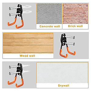 KURUI 14 Pack Garage Hooks for Hanging, Heavy Duty Garage Storage Hooks for Ladder Extension Cord Tool Cable, Wall Mount Large Utility Hooks, Garage Organization Hanger&Organizer