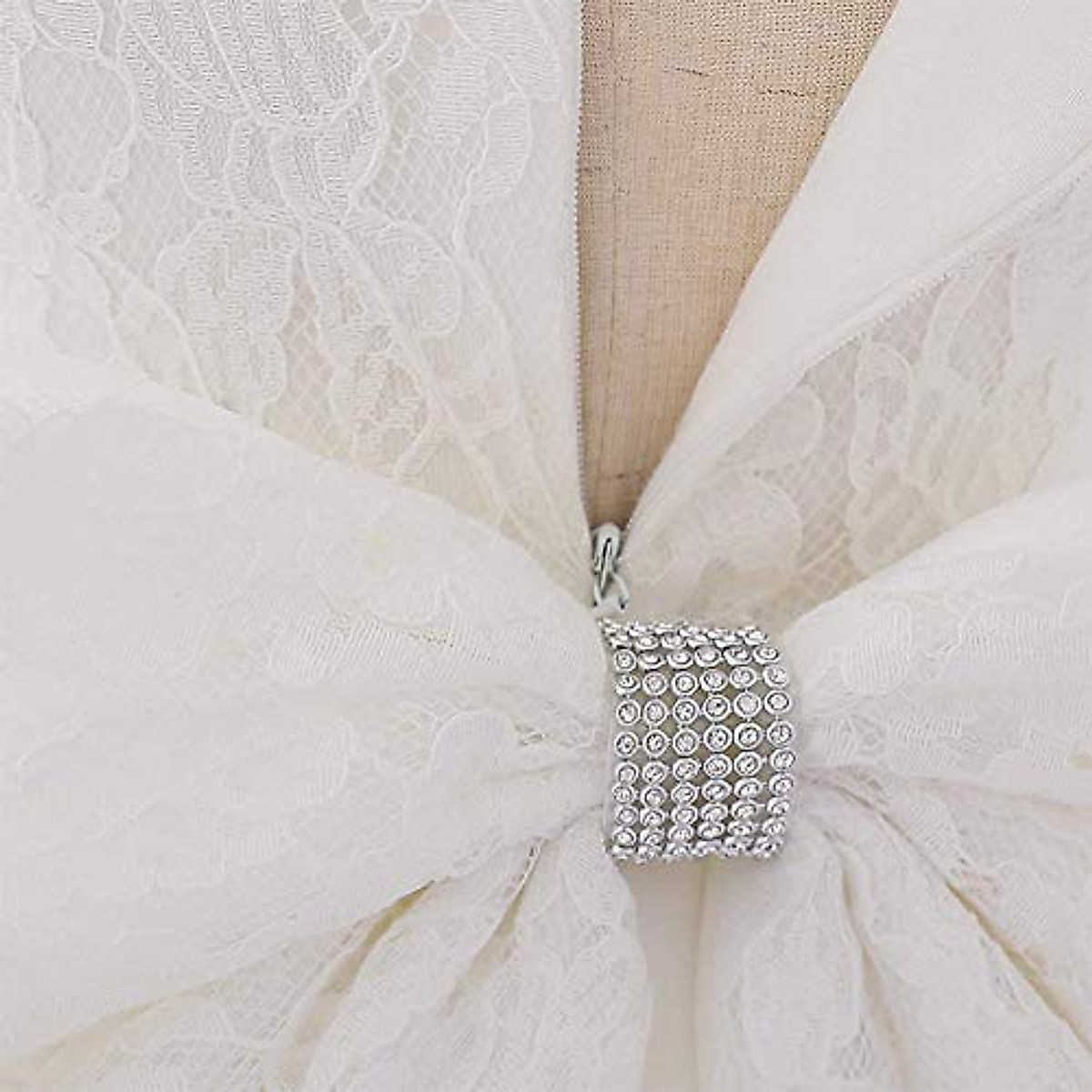 Toddler Baby Flower Girl Princess Lace Dress First Baptism Communion Bowknot Formal Embroidery Tutu Gown Elegant Wedding Bridesmaid Birthday Party Dresses Up with Headwear White 6-9 Months