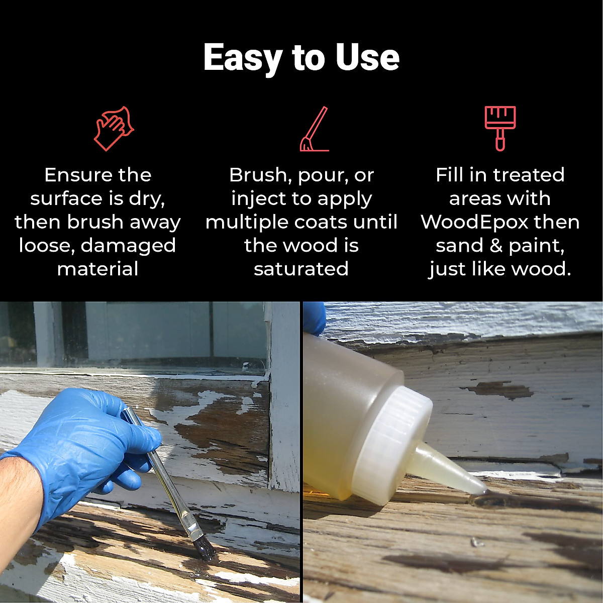 Abatron Wood Restoration Kit - 24 Ounce - Includes LiquidWood Epoxy Resin Wood Hardener and WoodEpox Wood FIller