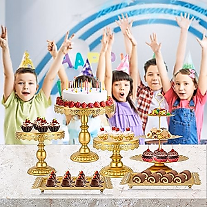 Gold Cake Stand Set Gold Metal Round Cupcake Stand for Wedding Birthday Party (8In/10In/12In)